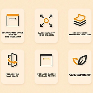 SOOTOP Clothes Quilt Storage Box Thickened PP Board Folding Storage Box with Lid Trouser Storage Magical Appliance Household and Dormitory Storage Collapsible Packing Cubes (Yellow, C)