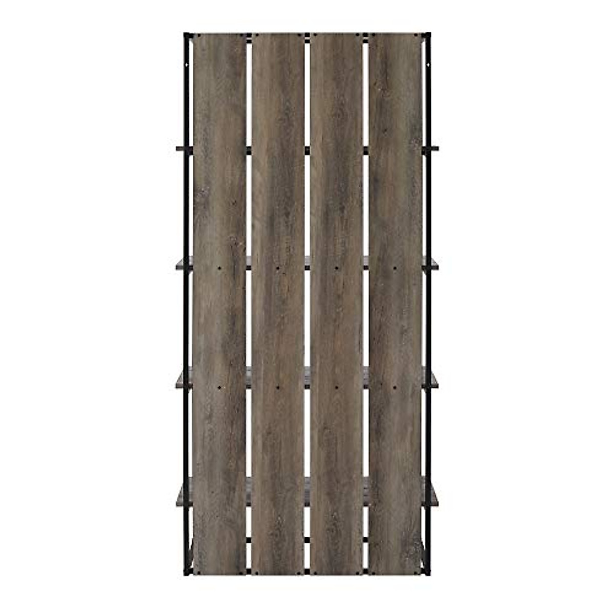 Walker Edison Evangeline Modern Farmhouse Metal and Wood 4 shelves Bookshelf, 64 Inch, Grey Wash