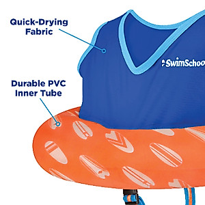 SwimSchool Deluxe Swim Trainer – Heavy Duty Toddler Swim Vest Floatie – Comfortable Sweater-Fit Design with Adjustable Safety Seat – Berry/Blue