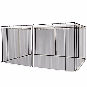 Outsunny 10' x 13' Universal Replacement Mesh Sidewall Netting for Patio Gazebos and Canopy Tents with Zippers, (Sidewall Only) Beige, Black