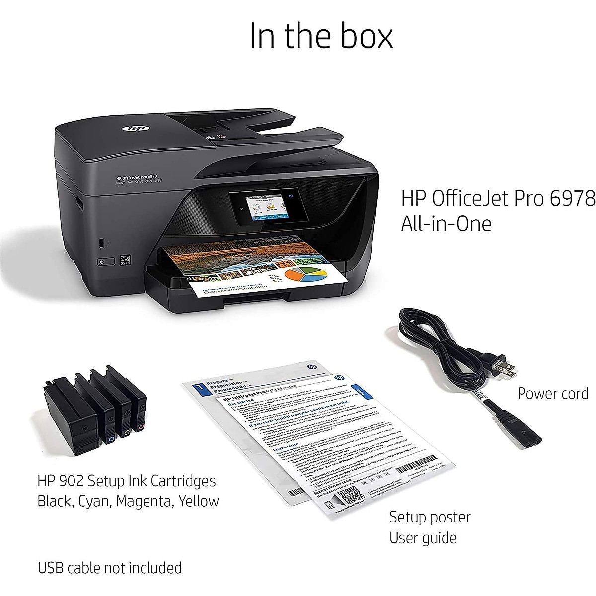 HP OfficeJet Pro 6978 All-in-One Color Inkjet Wireless Printer for Home Office, Black - Print Scan Copy Fax - 600 x 1200 dpi, 20 ppm, 35-Sheet ADF, 2.65" Touchscreen Display, Auto Duplex Printing