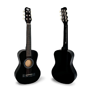 CB SKY 30" Wooden Black Acoustic Guitar for Kids/Boys/Girls/Beginners/Guitar for age 3-5 5-9 (Black)