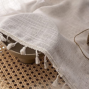 VOILYBIRD Natural Linen Blended Farmhouse Curtains 84 Inches Long Living Room Boho Curtains & Drapes Country Style, W40 x L84, Natural, 2 Panels Set