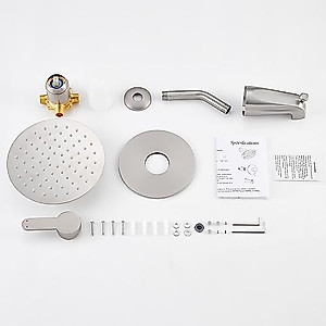Holispa Tub Shower Faucet, Brushed Nickel Shower Faucet Set with 8-Inch Rainfall Shower Head and Tub Spout, Shower Tub Faucet Set Complete (Included Shower Valve), Tub Shower Trim Kit, Brushed Nickel