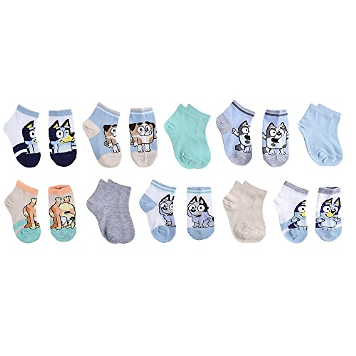 Bluey boys 10-pack Quarter Socks, White, 2-4T US