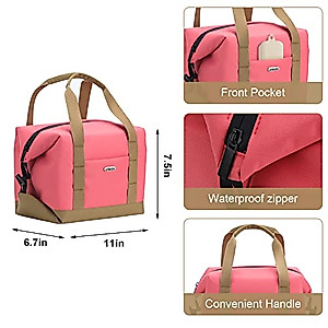 UNIKER Insulated Lunch Bag Foldable,Leakproof Lunch Box for Travel,Lunch Tote Reusable Meal Prep Container Bag,Bento Box Cooler Bag for Work Picnic Box,Rose