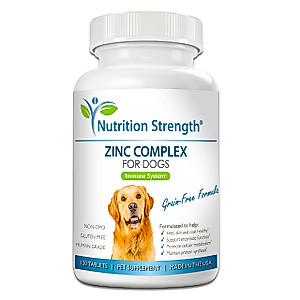 Nutrition Strength Zinc for Dogs to Support Healthy Skin & Coat, Promote Normal Growth, Balanced Immune Function & Cellular Metabolism, with Biotin, Folate, Selenium & Vitamin E, 120 Chewable Tablets