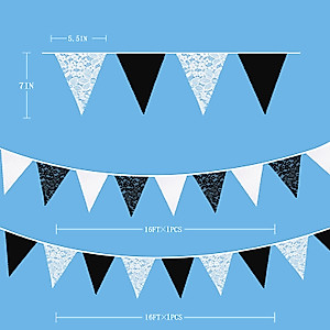 10M/32Ft White Pennant Banner Fabric Lace Triangle Flag Cotton Bunting Garland Streamers for Wedding Chistmas Birthday Anniversary Party Home Nursery Outdoor Garden Hanging Festivals Decorations
