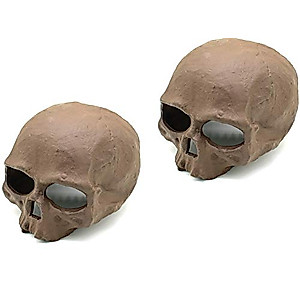 Vinyl Etchings 2pcs Imitated Human Skull Gas Log for Indoor or Outdoor Fireplaces, Fire Pits Halloween Decor