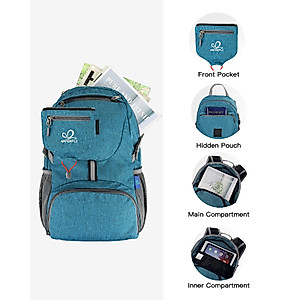 WATERFLY small lightweight packable backpack: 20l ultra-light foldable travel hiking daypack 29 liter fold hike camping day pack for man and woman