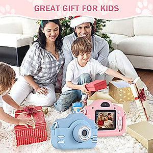 Andoer Mini Cartoon Kids Digital Camera 1080P Digital Video Camera for Kids Dual Lens 2.0Inch IPS Screen 4X Zoom Built-in Battery Cute Photo Frames Interesting Games with Strap Birthday