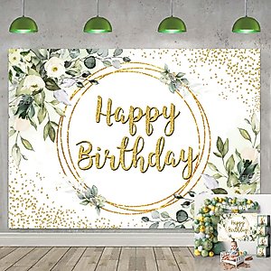 Greenery Eucalyptus Leaves Backdrop for Photography 8X6FT Green Bloom Eucalyptus Leaves Photo Background Kids Adults Baby Shower Happy Birthday Party Decor Banner