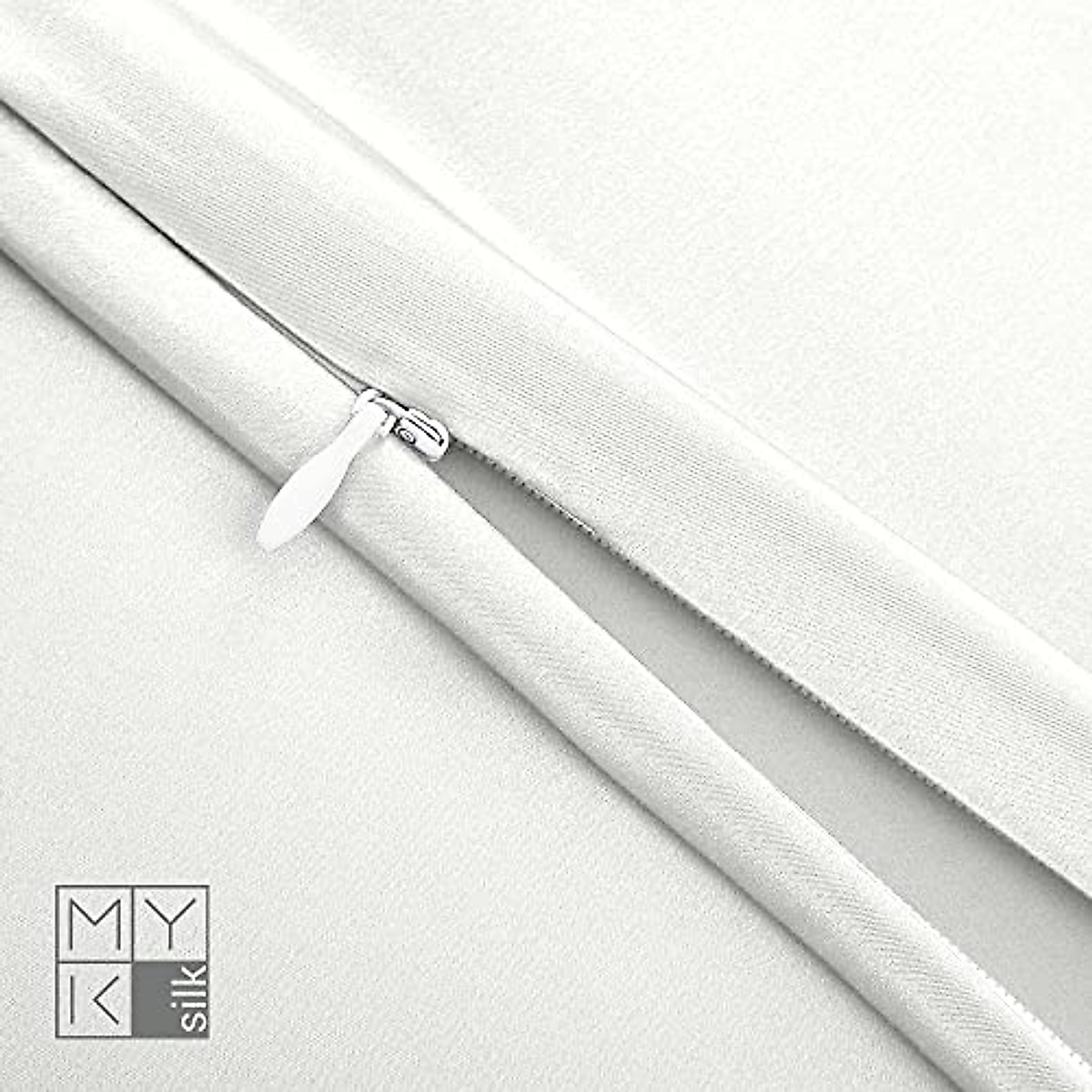 MYK Pure Natural Mulberry Silk Pillowcase, 19 Momme 600 Thread Count for Hair & Skin Care, Hypoallergenic and Cooling, Oeko-TEX, King Size, Undyed Ivory White