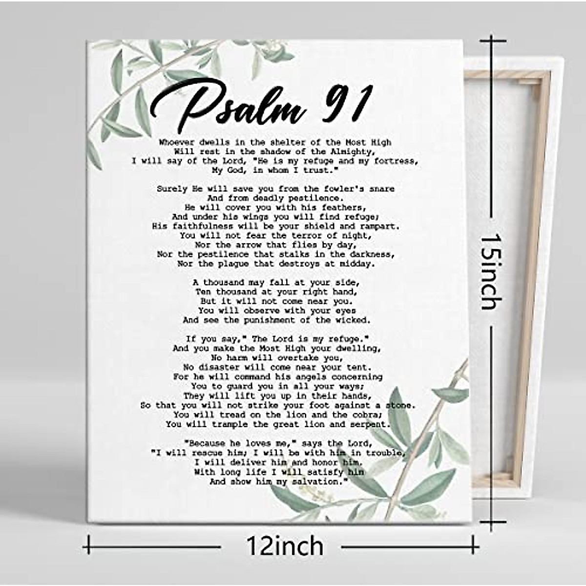 Inspirational Quotes Canvas Wall Art, Psalms 91 Wall Art Sign, Spiritual Wall Decor Sign, Bible Verse Print, Scripture for The Home or Office Sign, Christian Scripture Wall Decor 12x15