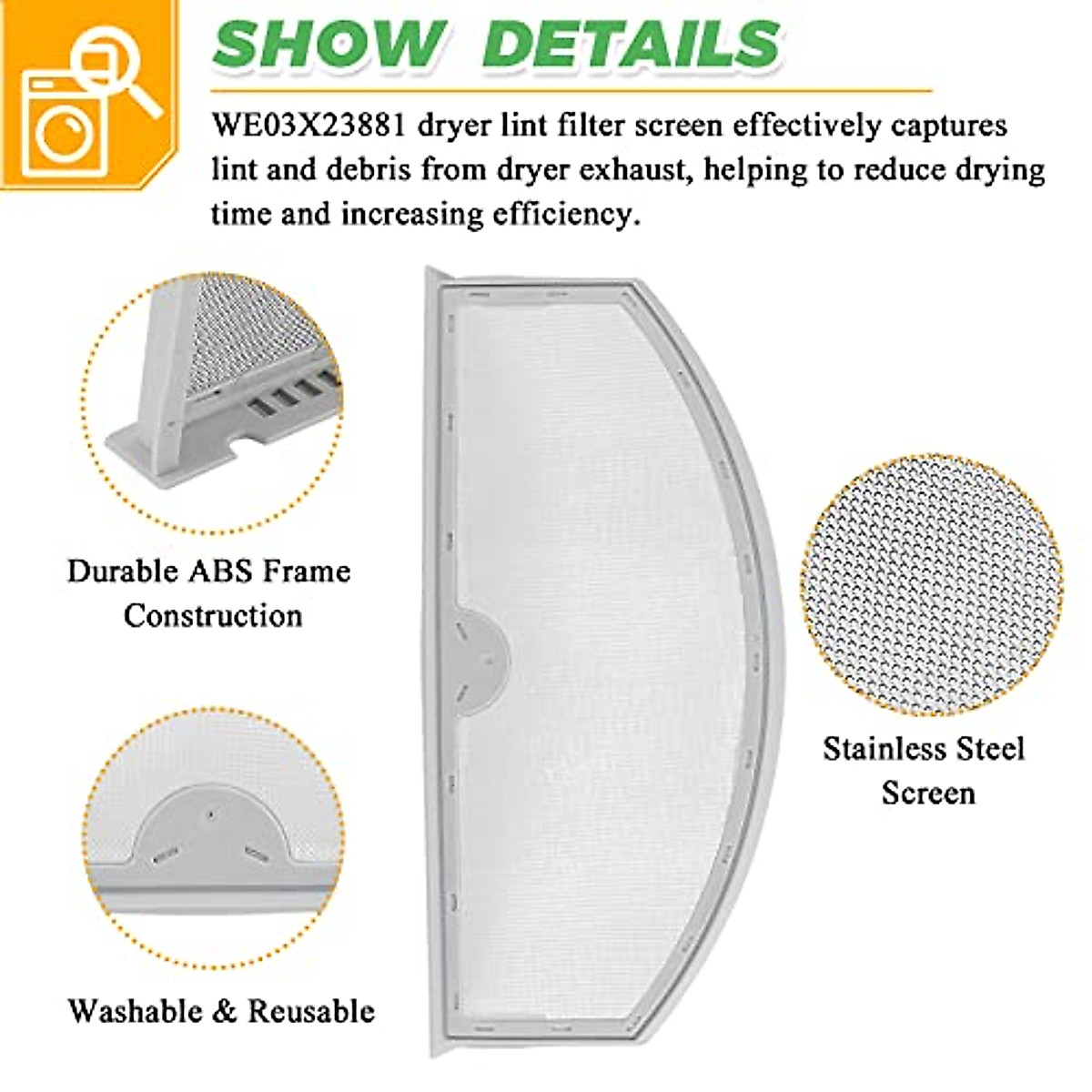 WE03X23881 Dryer Lint Filter Assembly by Techecook - Replacement for GE Hotpoint Dryer 4476390, AP6031713, PS11763056, EAP11763056