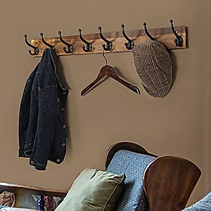 WEBI Rustic Coat Rack Wall Mount,35'' Long 8 Cast Iron Coat Hooks Wall Mounted,Heavy Duty Wall Coat Hanger Hooks for Hanging Coats,Clothes,Rustic Brown