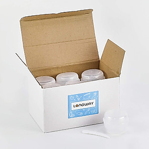 LONGWAY 1 Oz (30ML) Little Plastic Jars with Lids and Inner Liners | Empty Lotion Containers/Travel Cream Containers - for Salves,Lotions and Creams, Cosmetic Jars & BPA Free (Pack of 12, Clear)