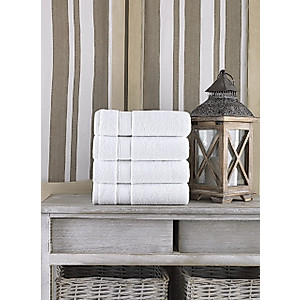 NOVA Luxury Linen - Hotel Quality Turkish Towel Set for Bathroom (4 Pcs Hand Towel Set, Pure White)