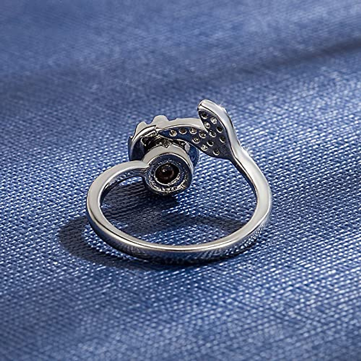 Opal Flower Mermaid Tail Spinner Fidget Wrap Open Rings for Women Anxiety Rotate Stress Relief Cubic Zirconia Adjustable Stacking Middle Finger Ring Fashion Jewelry Birthday Valentine's Day Gifts