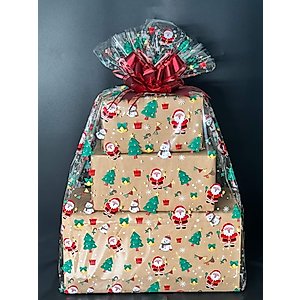 shareluck 24" x 30" Christmas Cellophane Bags for Gift Baskets - 2.5MIl Thicker Clear Basktes bags Large- Cello Bags (10 Pcs)