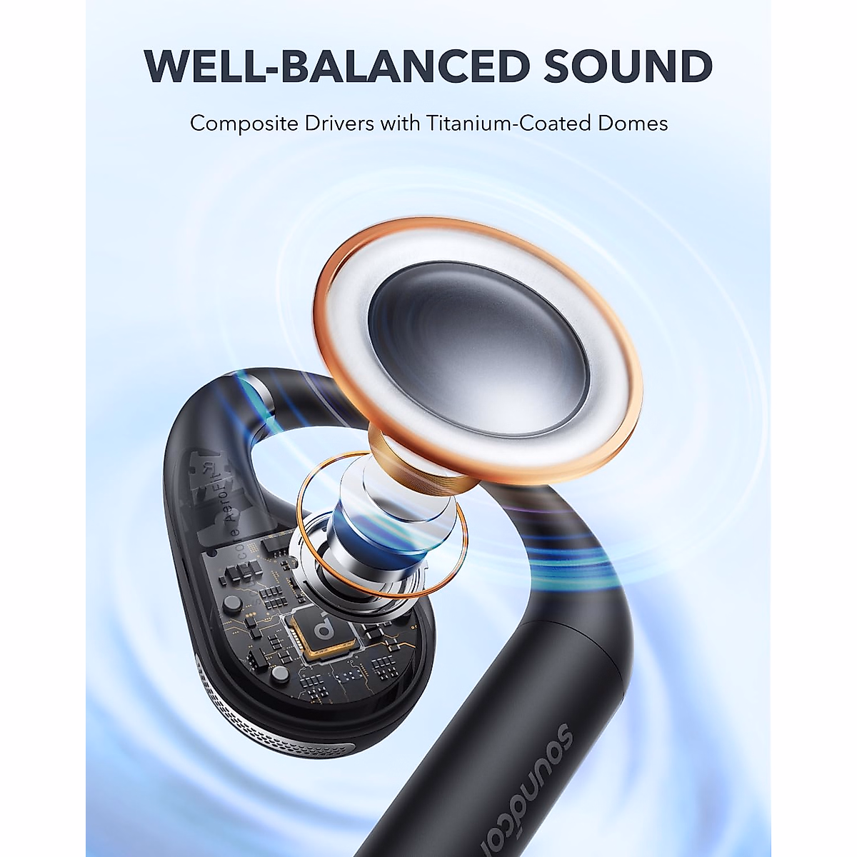 Soundcore by Anker AeroFit Open-Ear Headphones, with Space Q45 Noise Cancelling Headphones, Ultra-Comfort, Snug Fit, Ergonomic Ear Hook, Balanced Sound, IPX7 Waterproof, 42H Playtime, Clear Calls