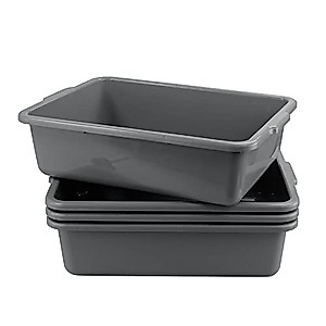 Jandson 22 L Commercial Bus Tubs, 4 Pack Utility Bus Box, Grey, F