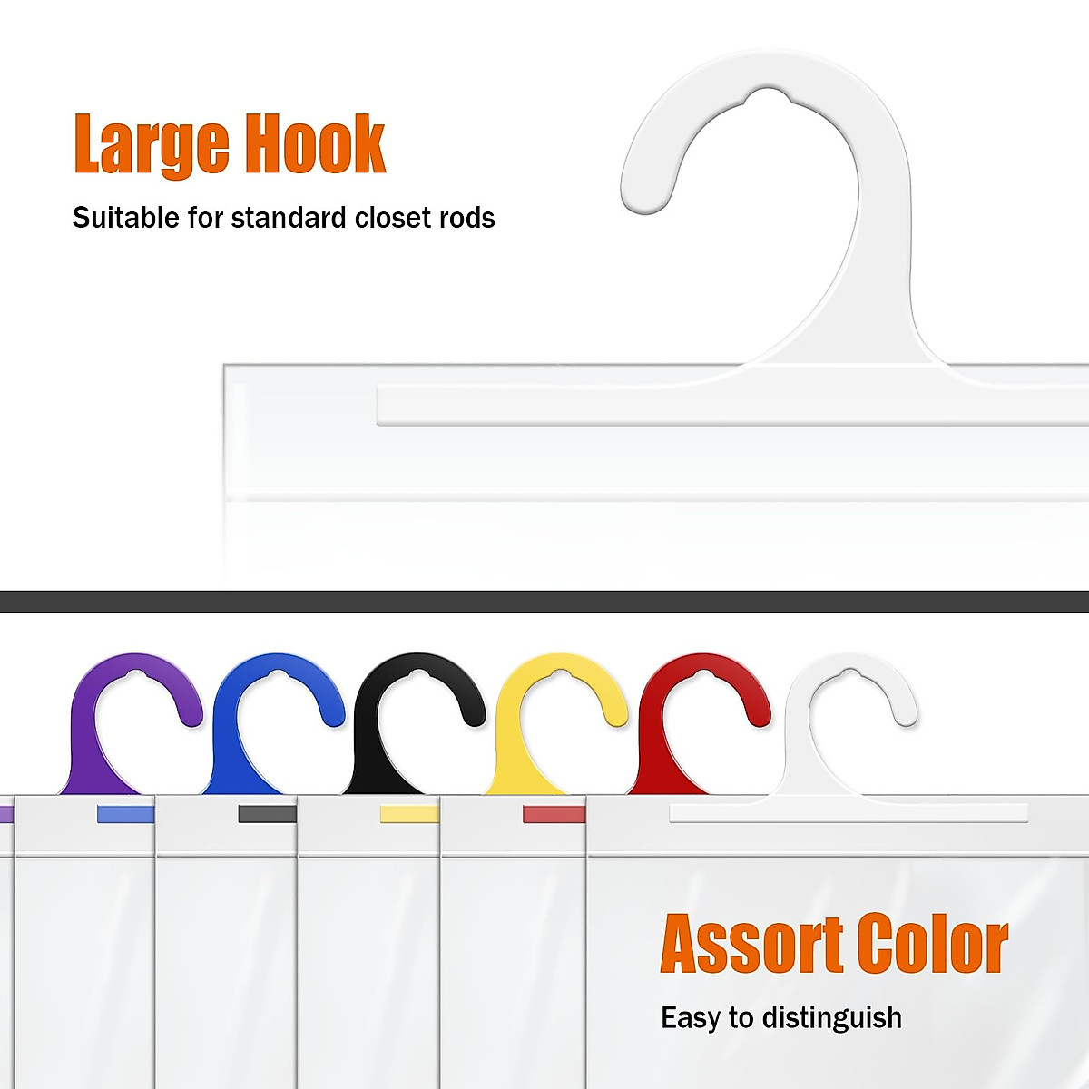 24 Pack Hanging Storage Bags, Headphone Storage Bags, Colorful Large Hook 10 x 12.5-inch Clear Plastic Bags for Classroom, Library, and Pharmacy Use