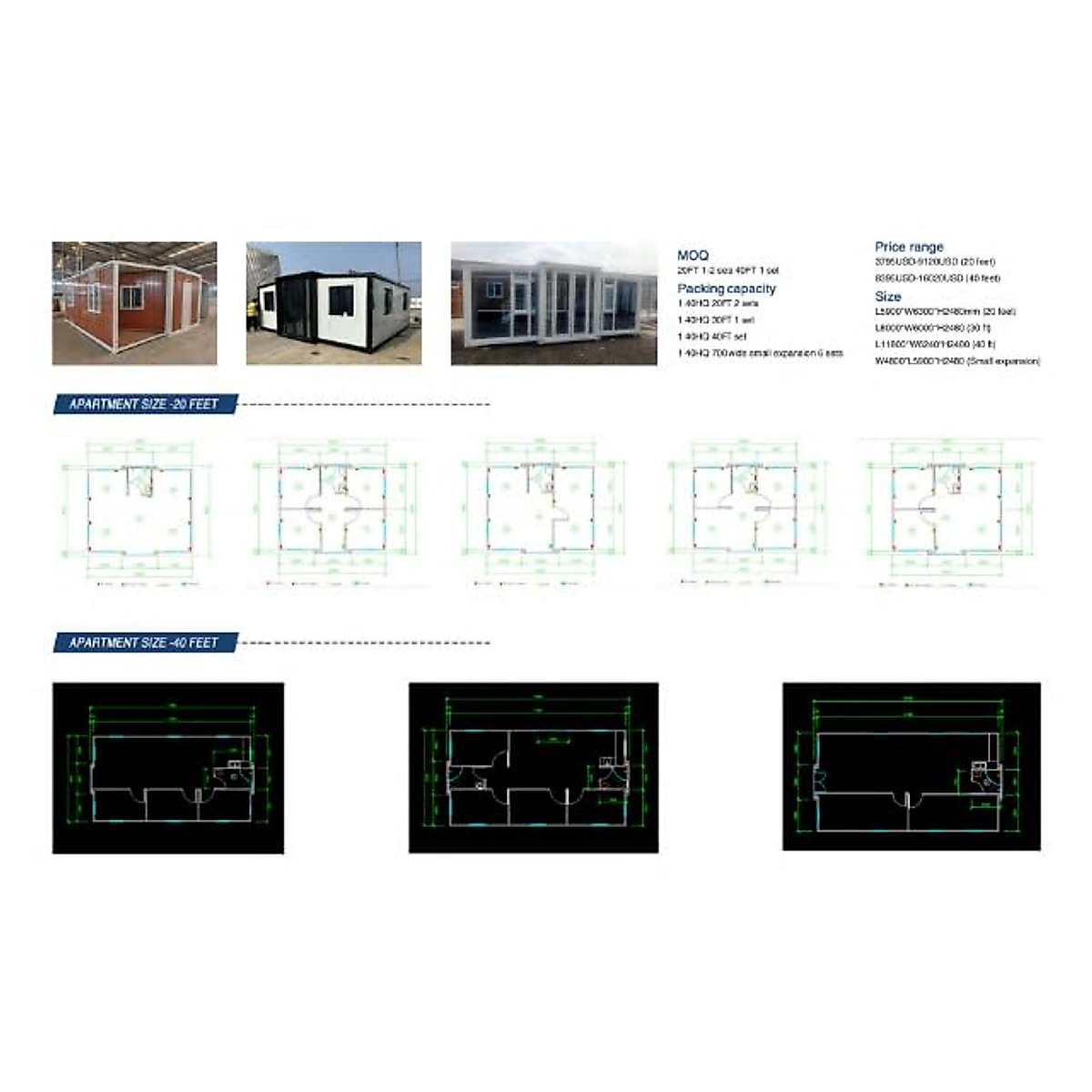 Tiny Expandable Prefab House to Live in 1 Bathroom, 3 Rooms & 1 Kitchen- Foldable House, Container Home, Portable House, Tiny House for Small Family, Modular Guest House – 19 x 20 FT (3 Bedrooms)