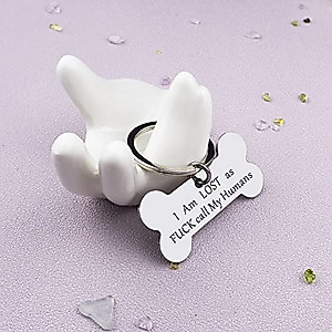Personalized Dog Tags for Dog Mom Stocking Stuffer for Pet Funny Pet Dog Tag Keychain for Cats Dogs ID Tag Owner Personalized I'm Lost My New Puppy Engraved Bone ShapeTag for Dogs and Cats,