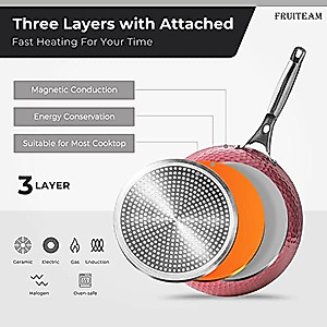 FRUITEAM Hammered Cookware 16-Piece Home Kitchen Ware Pots Pan Set with Non-stick Coating, Aluminum Induction Cooking Pots, Includes Fry Pans, Saucepans, Stock Pots, Rose