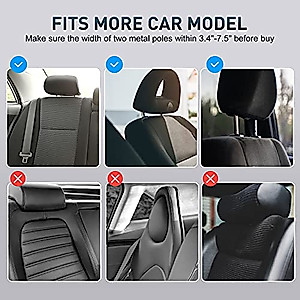 KUNGKIC Car Headrest Pillow,Full Grain Leather,U Shaped Car Seat Adjustable Head Neck Support,Sleeping Travel Car Pillow,Sleep Cushion Car Side Pillow for Kids Adults Elders (Black)