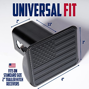 Zone Tech Tactical USA American Flag Hitch Cover - Premium Quality Stainless Steel Black Metal American Flag Emblem Trailer Plug Hitch Cover -US Patriotic Pledge of Allegiance - Fits 2” Receivers