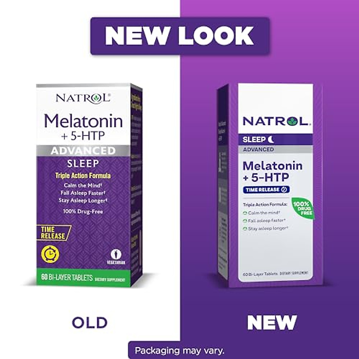 Natrol Advanced Sleep Melatonin + 5HTP, Dietary Supplement for Restful Sleep, 60 Time-Release Tablets, 60 Day Supply