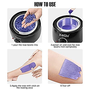 Brazilian Waxing Kit, KeShi Wax Warmer for Painless Hair Removal with 5 Bags Hard Wax Beans for Full Body, Legs, Face, Eyebrows, Bikini Wax for Women Men