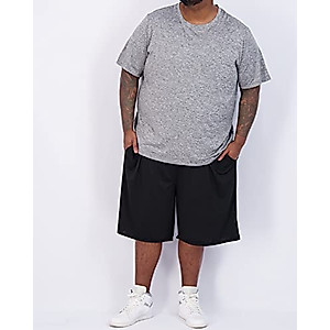 3 Pack: Men’s Big and Tall Tech Stretch Short Sleeve Crew Quick Dry Fit T-Shirt Wicking Active Athletic Gym Top Size Clothes Lounge Sleep Running Essentials Basketball Workout Tee- Set 9, 4XLT