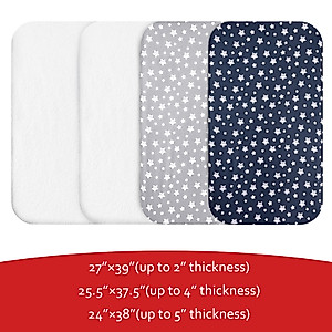 Pack and Play Sheets & Waterproof Terry Pack N Play Mattress Protector Pad Cover 4 Pack, Viscose Made from Bamboo Pack N Play Sheets Set, Grey & Navy