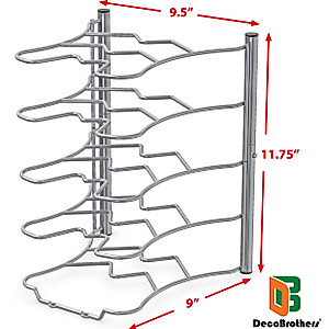 Deco Brothers Pan Organizer Rack for Kitchen Cabinet and Counter, Silver