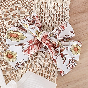 Fernvia Infant Baby Girl Clothes Suspenders Short Sleeve Ribbed Romper Flared Pants Set Headband 3pcs Summer Outfit