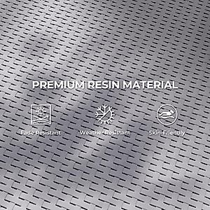 HOMSHADE Chaise Lounge Chair Outdoor - 5 Position Adjustable Backrest, Armrest, Waterproof, Easy Assembly, 300lb Weight Capacity for Pool, Resin, Light Grey