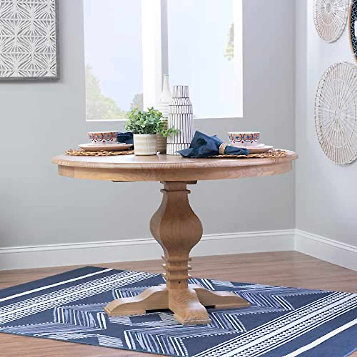 Powell Rustic Honey Natural Pedestal Round Top Sophia Dining Table