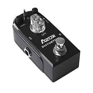 AZOR Pedal Power Adapter with Distortion Guitar Pedal Effect 3 Modes Natural, Tight, Classic with True Bypass Black AP-302