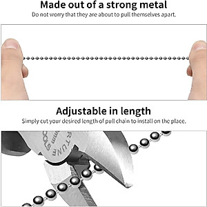 SmoTecQ Ceiling Fan Pull Chain, 24-inch Extra Long Extension Cord - Silver