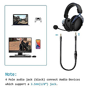 MJKOR Replacement Audio Aux Cable for HyperX Cloud Alpha and Cloud Mix Gaming headsets with Inline Mute & Volume Control (No Inline Mic)