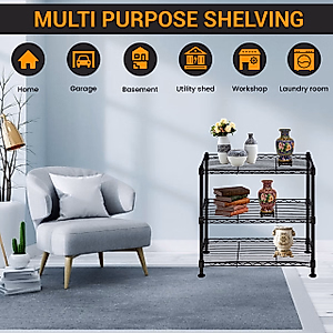 Juggernaut Storage 18"W x 10"D x 18"H 3-Tier Steel Wire Shelving Unit, 264 lb Capacity, Black (WS181018-3BLKAMZ)