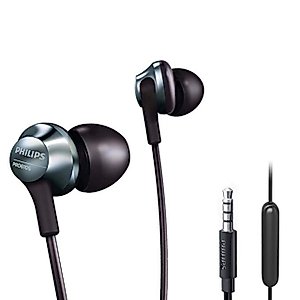 PHILIPS Pro Wired Earbud & In-Ear Headphones with Microphone, Ear Phones, In-Ear Headphones with Mic, Wired Earbuds, Powerful Bass, Lightweight, Hi-Res Audio, 3.5mm Jack for Phones and Laptops Comfort