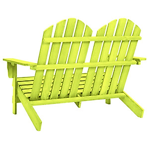 Tidyard 2-Seater Patio Adirondack Chair Solid Wood Fir Green Outdoor Fire Pit Chair Wooden Garden Armchair for Porch Pool Lawn Deck Backyard Balcony Outdoor