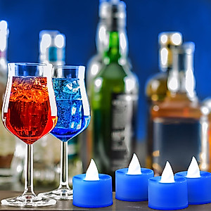 72 Pack Flameless Tea Lights Candles Blue LED Candles Wedding Flameless Flickering LED Candles Battery Operated Blue Tea Light Candle for Romantic Night Honeymoon Table Decor