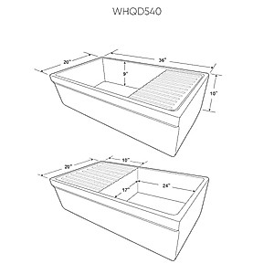 Whitehaus Collection WHQD540-BISCUIT Quatro Alcove Kitchen, Fireclay, Front Apron Sink, Glossy, Biscuit