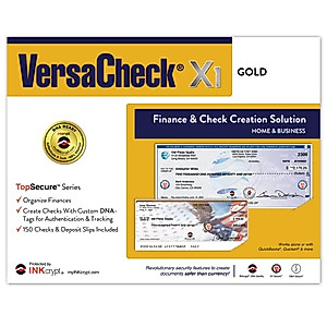 VersaCheck DeskJet 4155 MX MICR All-in-One Check Printer Gold Check Printing Software Bundle,White
