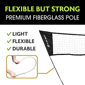 E-Jet Badminton Net, Portable & Instant Setup (Tool Free Assembly) - Backyard Fun, Beach Park Picnic Outdoor Games, Green, 5.1 x 7.8Ft, (EOB72640)